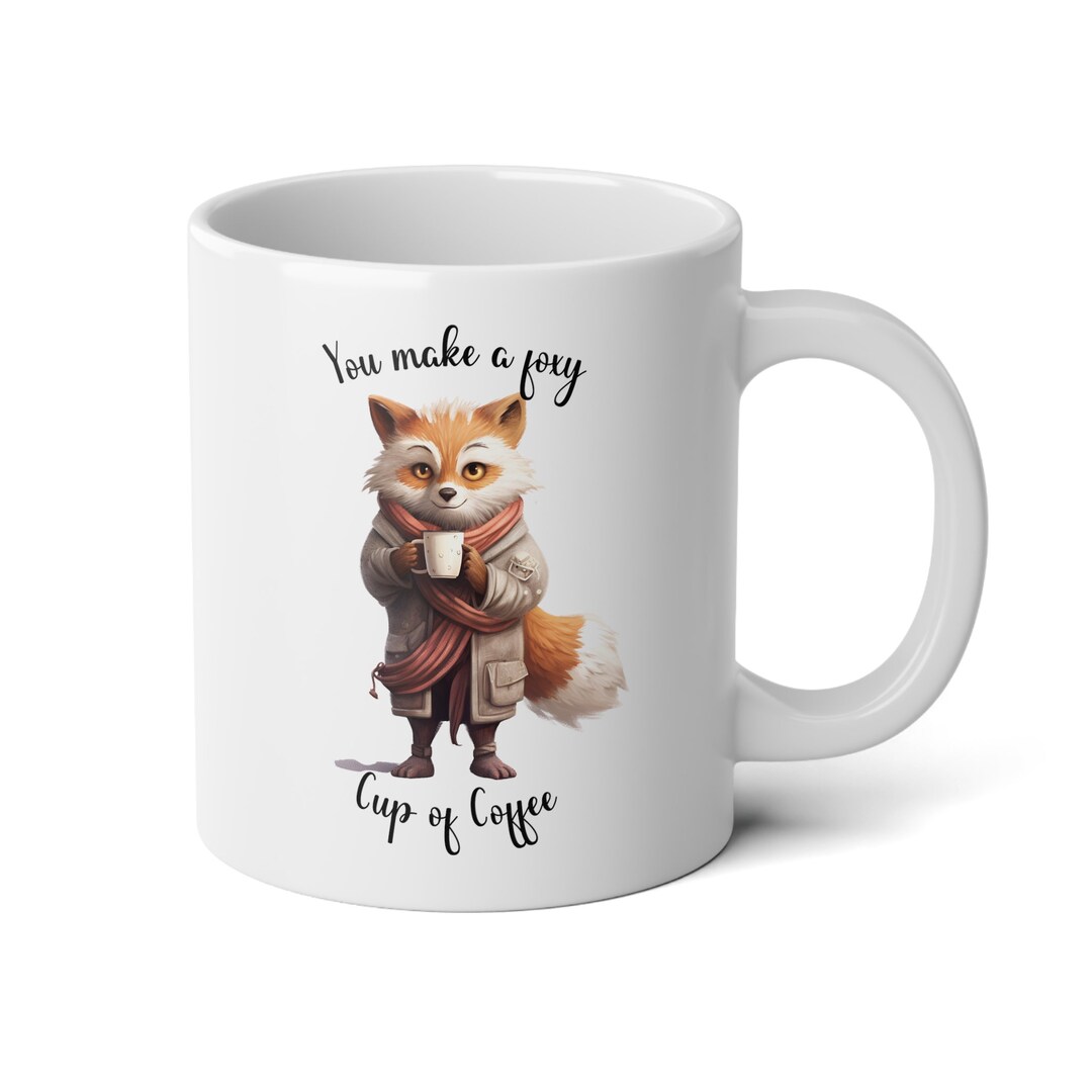 Whimsical Fox Design Mug Large 20oz Capacity Foxy Coffee Enthusiast's ...