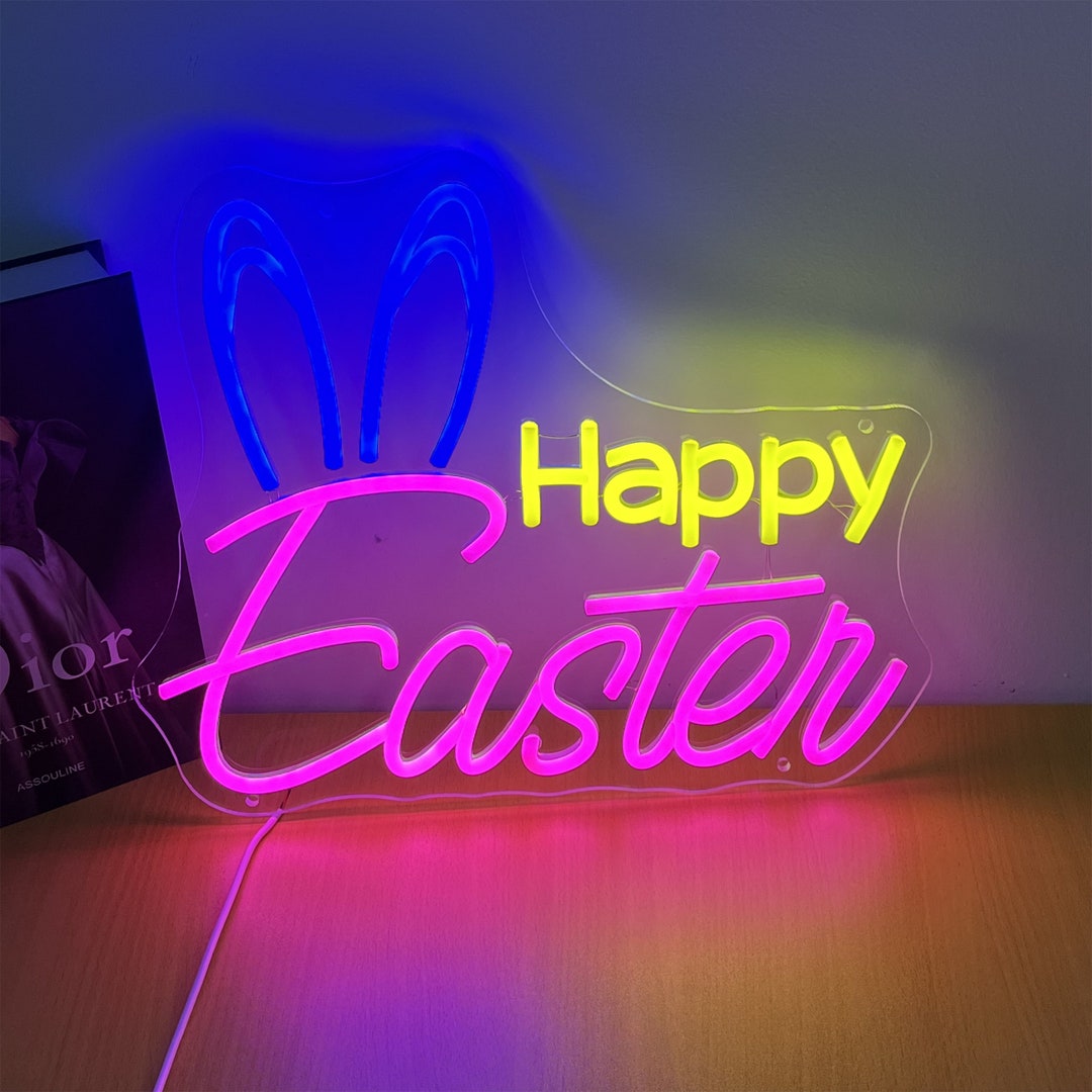 Easter Bunny Neon Sign,pink Easter Egg Neon Light Rabbit Ears,led Neon ...