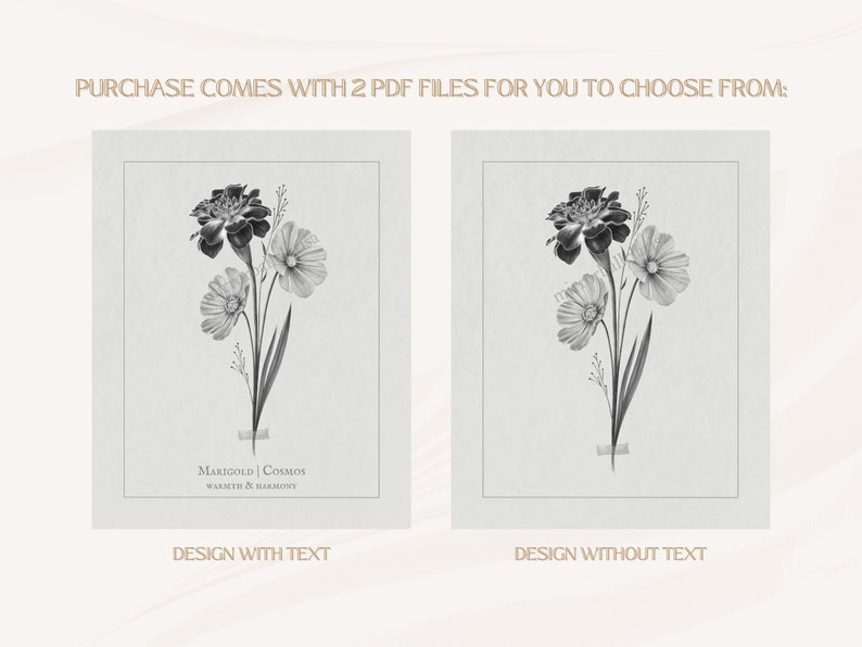 October Birth Flower Bouquet | Marigold & Cosmos | Digital Art for ...