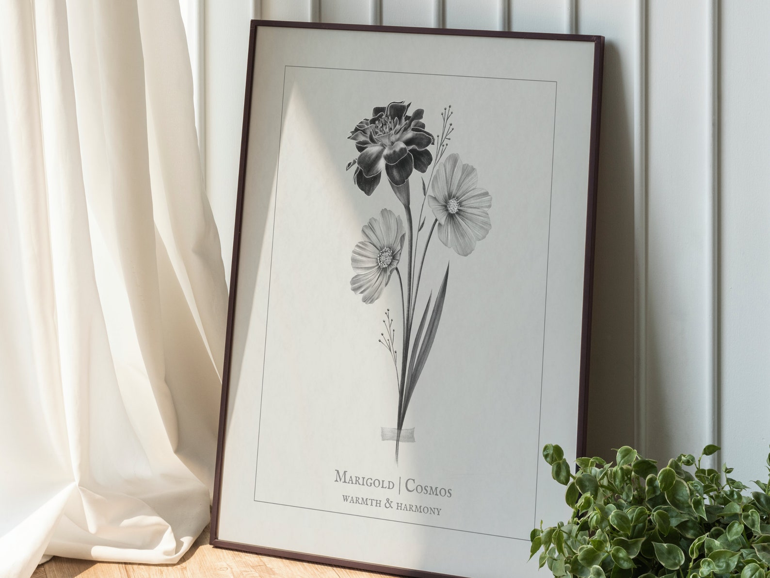 October Birth Flower Bouquet | Marigold & Cosmos | Digital Art for ...