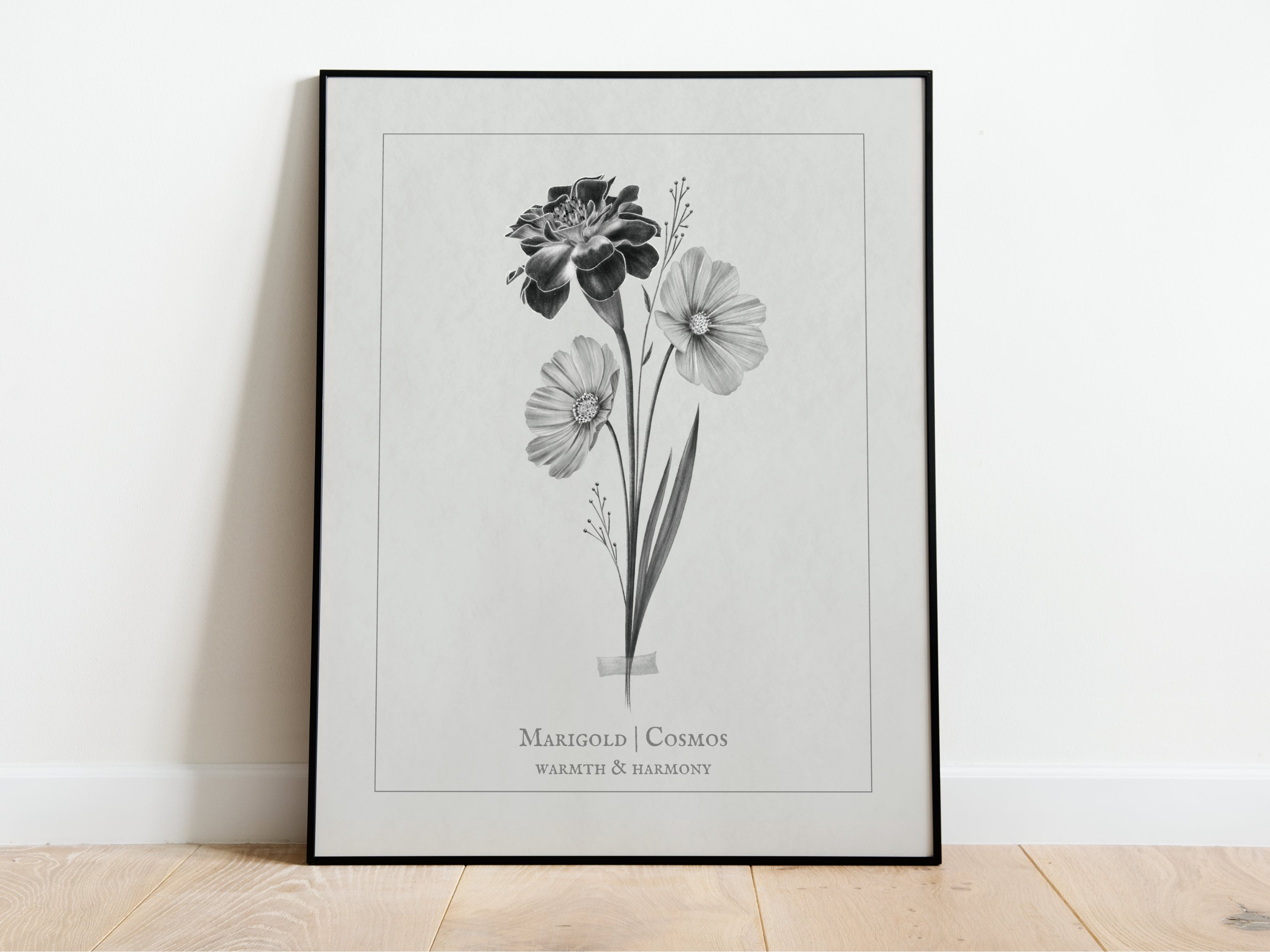 October Birth Flower Bouquet | Marigold & Cosmos | Digital Art for ...