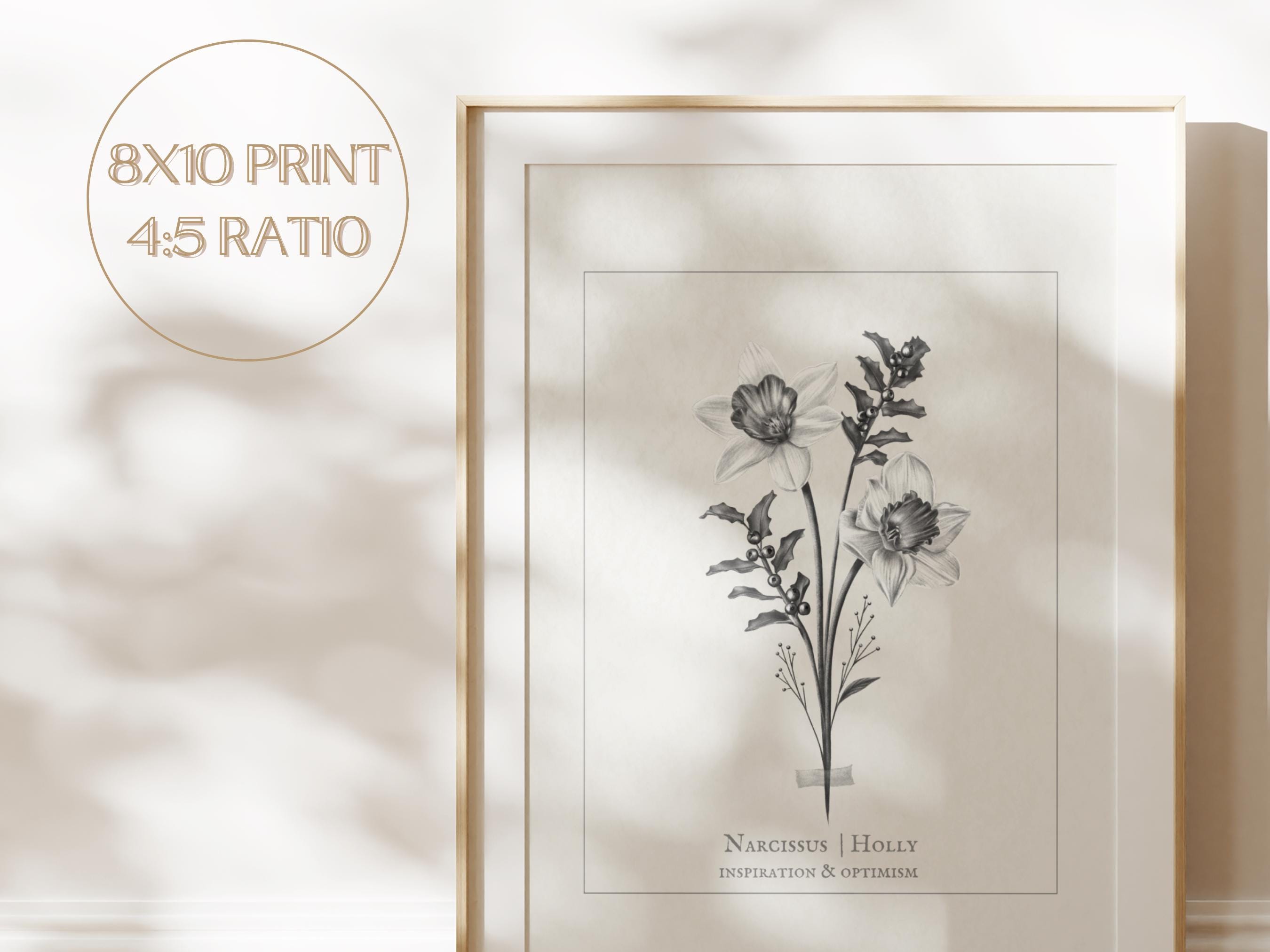 December Birth Flower Bouquet | Narcissus & Holly | Digital Art for ...