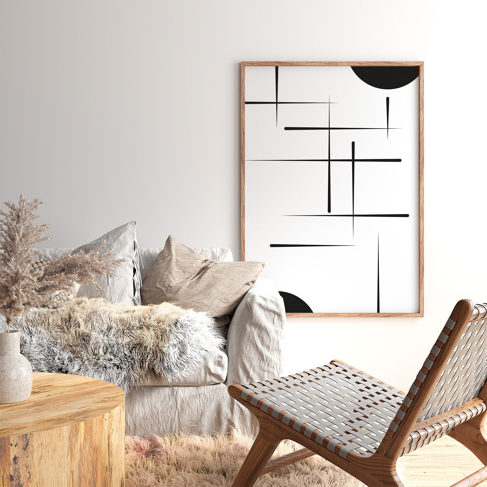 Black Lines Wall Art, Abstract Black Lines Art, Minimalist Art, Black ...