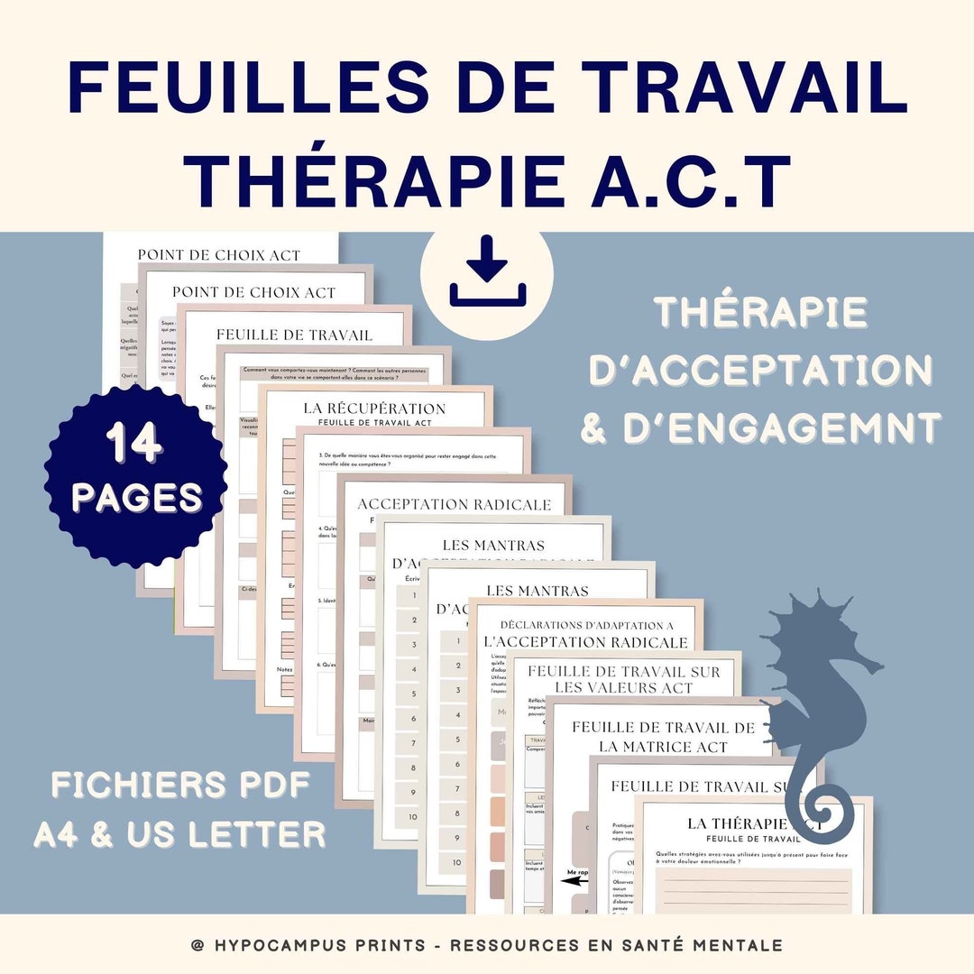 Thérapie ACT Feuilles de Travail Thérapie d'Acceptation & d'Engagement ...