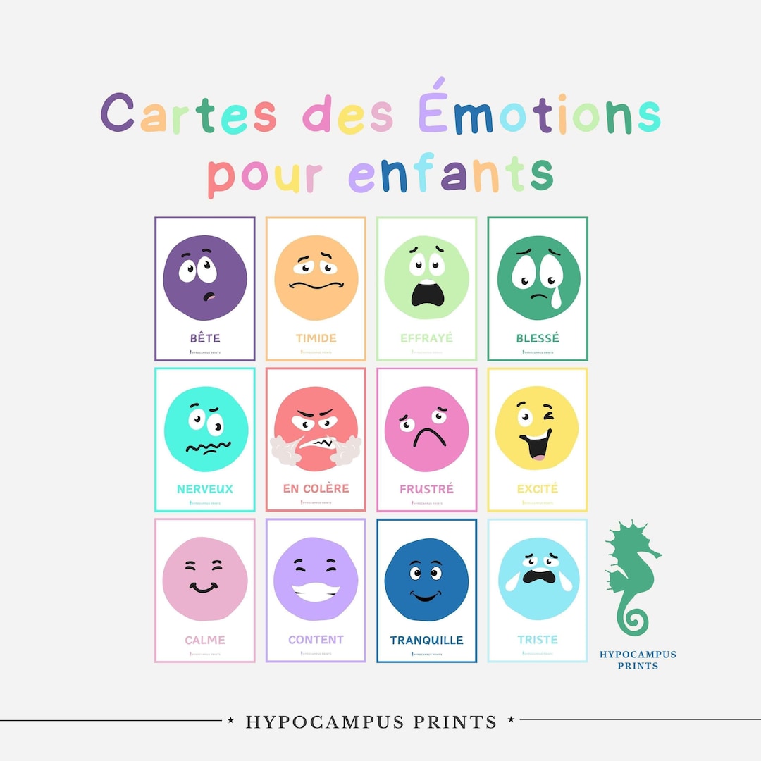 Cartes des Émotions pour enfants Apprentissage émotionnel, social Zone ...