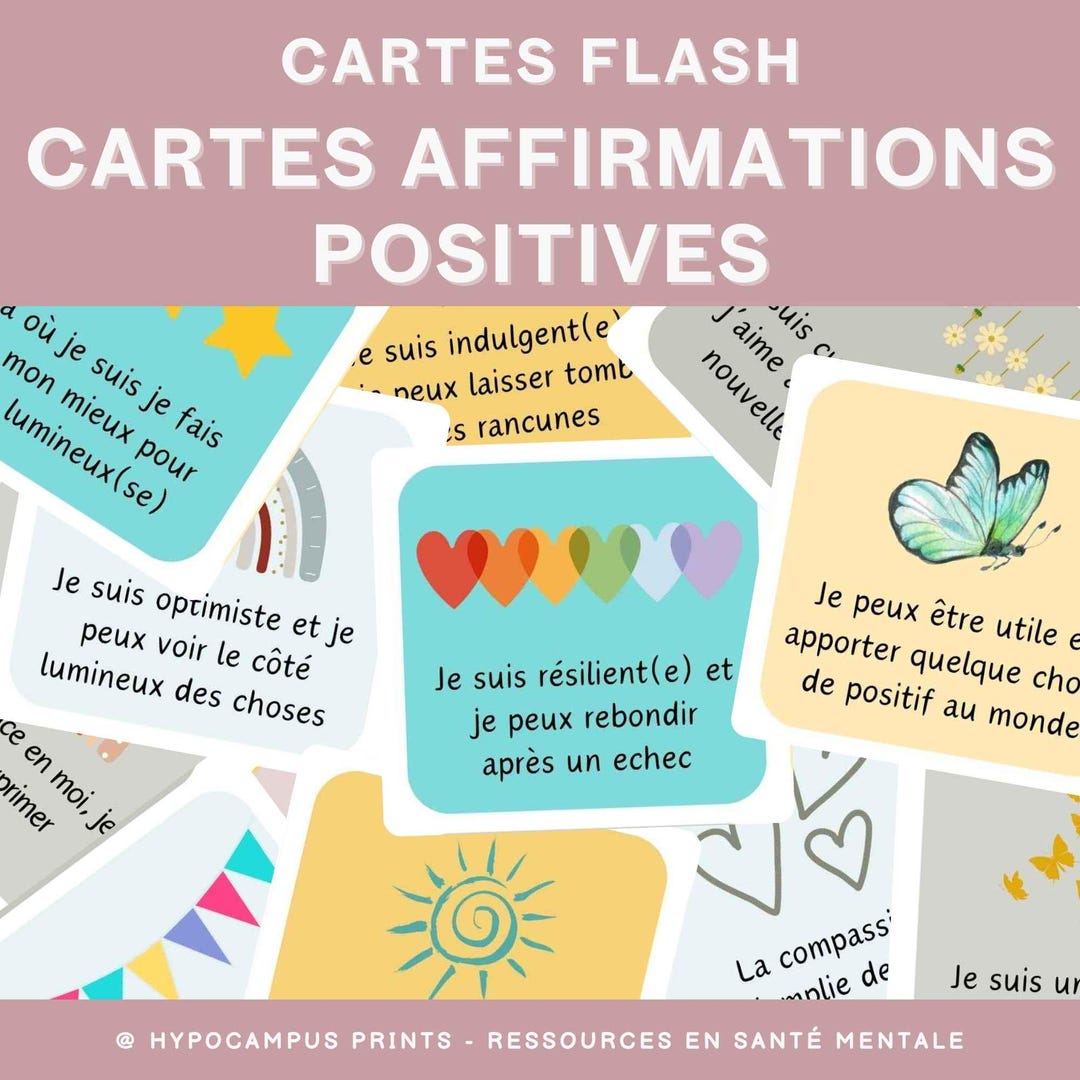 Flash Cards of Positive Affirmations Self-esteem Mindfulness Regulating ...