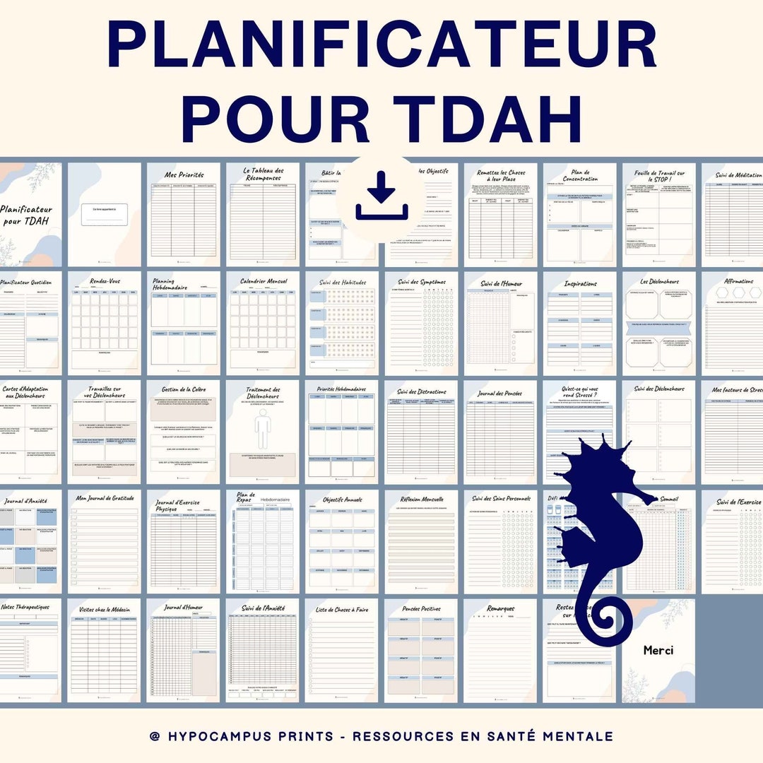 Planificateur Pour TDAH Lot Feuilles De Travail Gestion Du Temps Autorégulation Capacités D ...