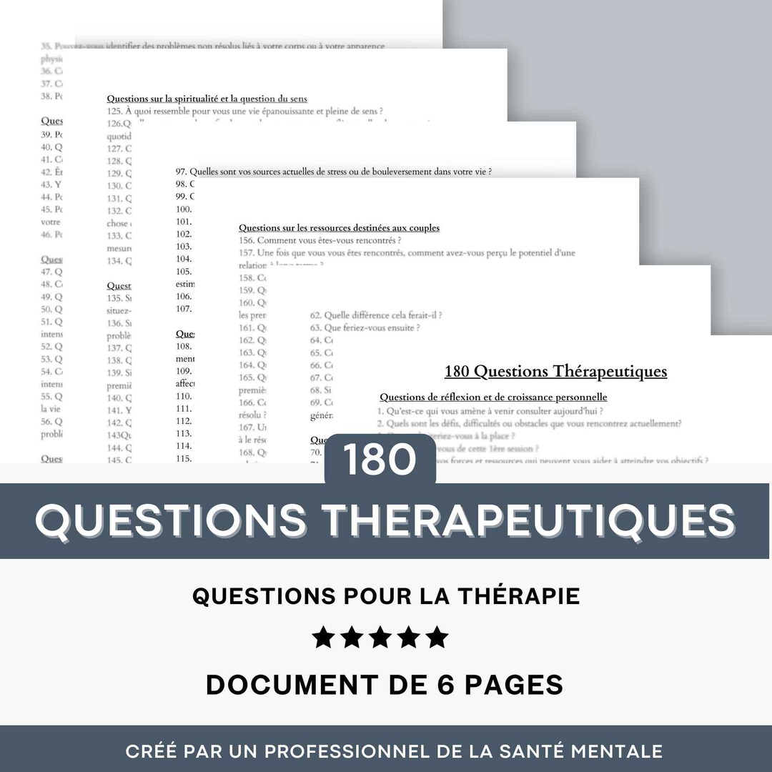 180 Reference Questions for Therapists Guide for Mental Health ...