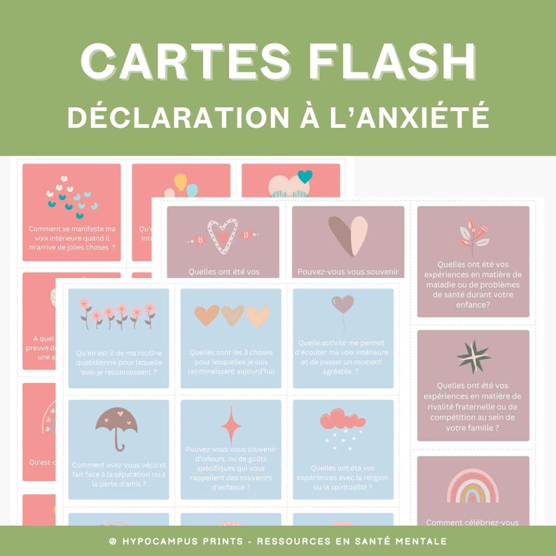 120 Flash Cards Anxiety Management Self Care Cards Inner Child ...