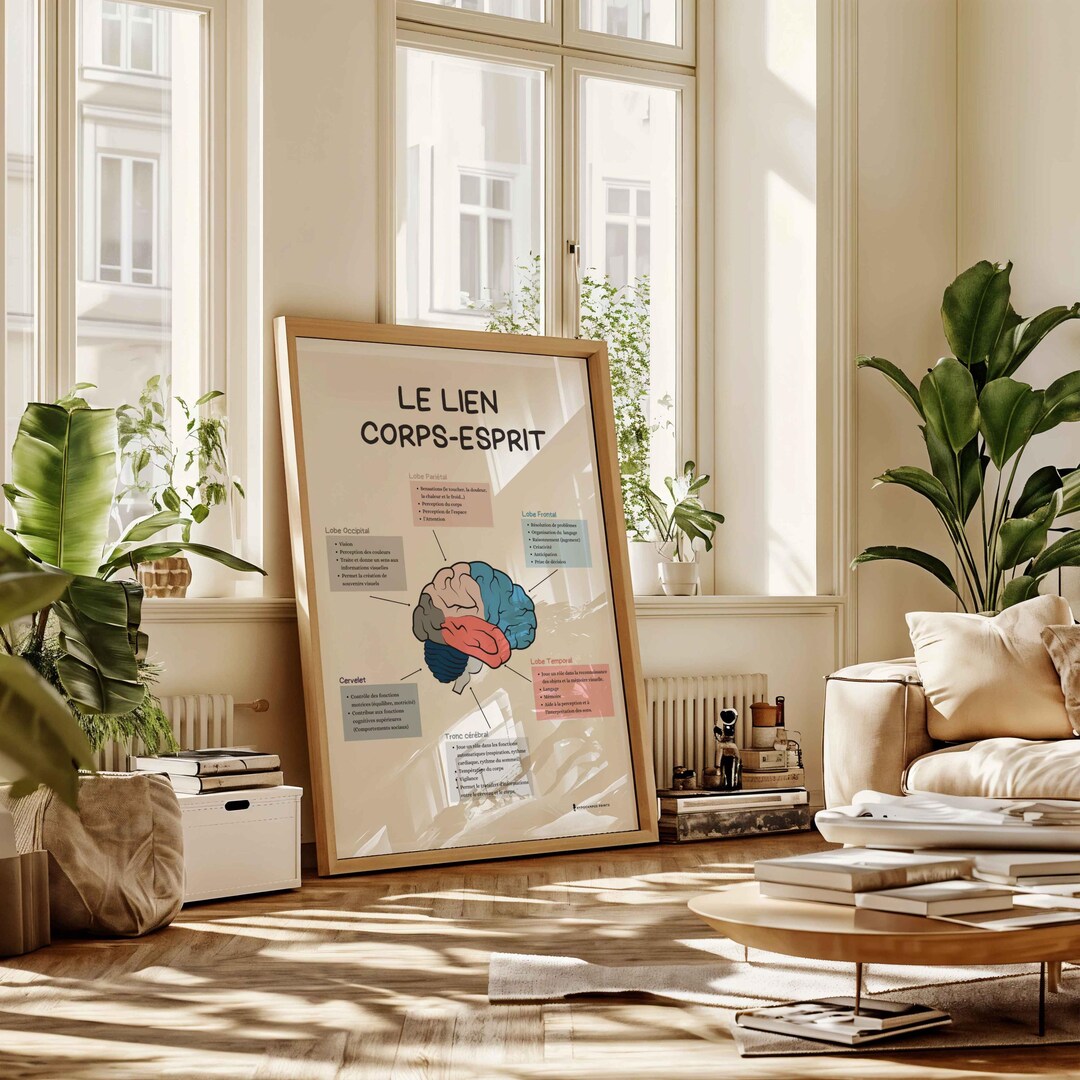 Mind-body Connection Mental Health Poster in French Brain Anatomy EMDR ...