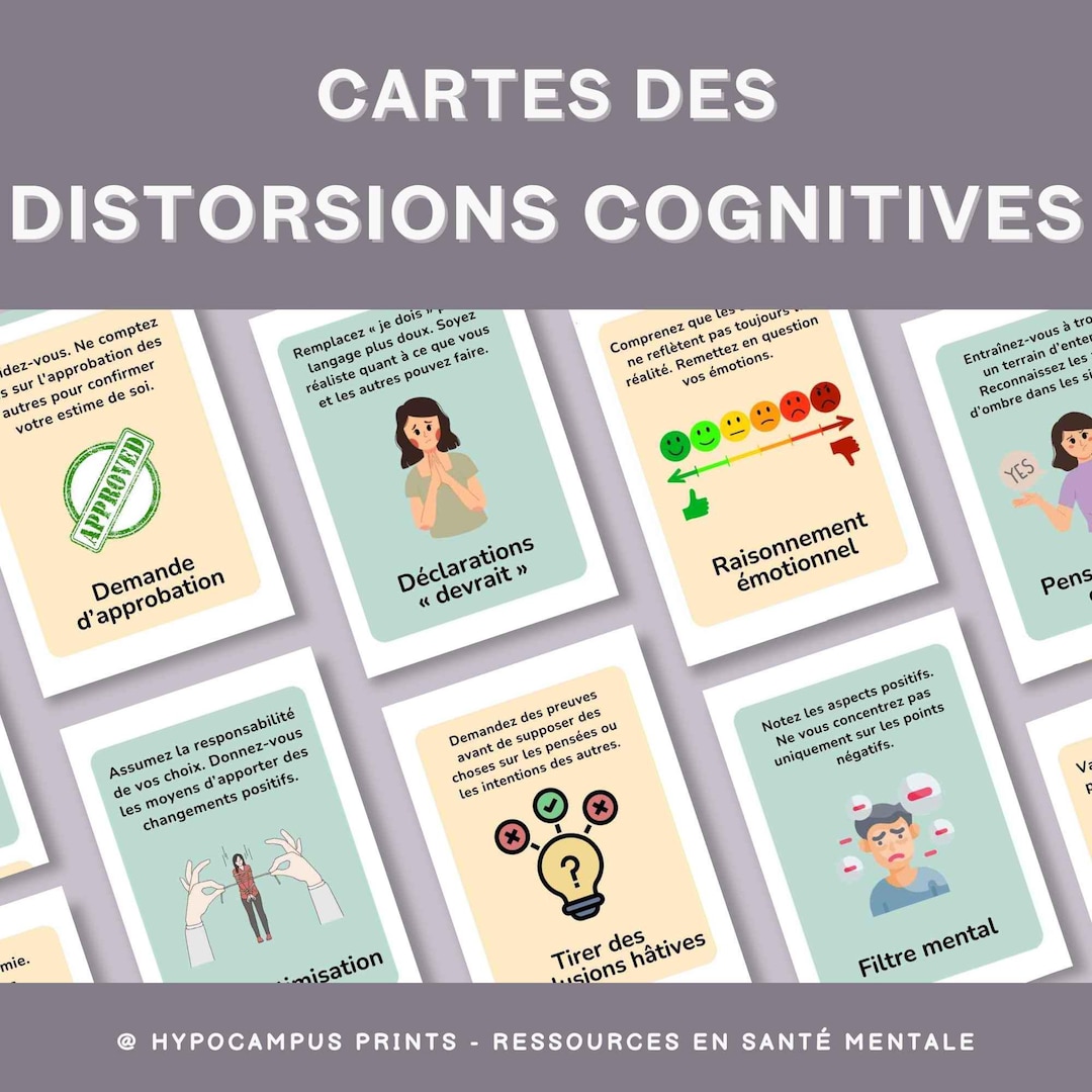 100 Flashcartes sur la Distorsion Cognitive Gestion des Émotions ...