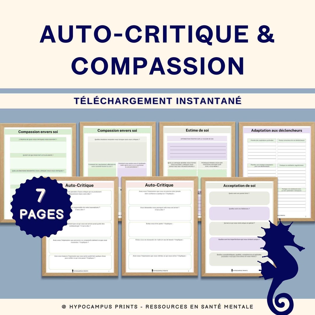Self-criticism & Compassion Worksheets Therapeutic Resources Self ...