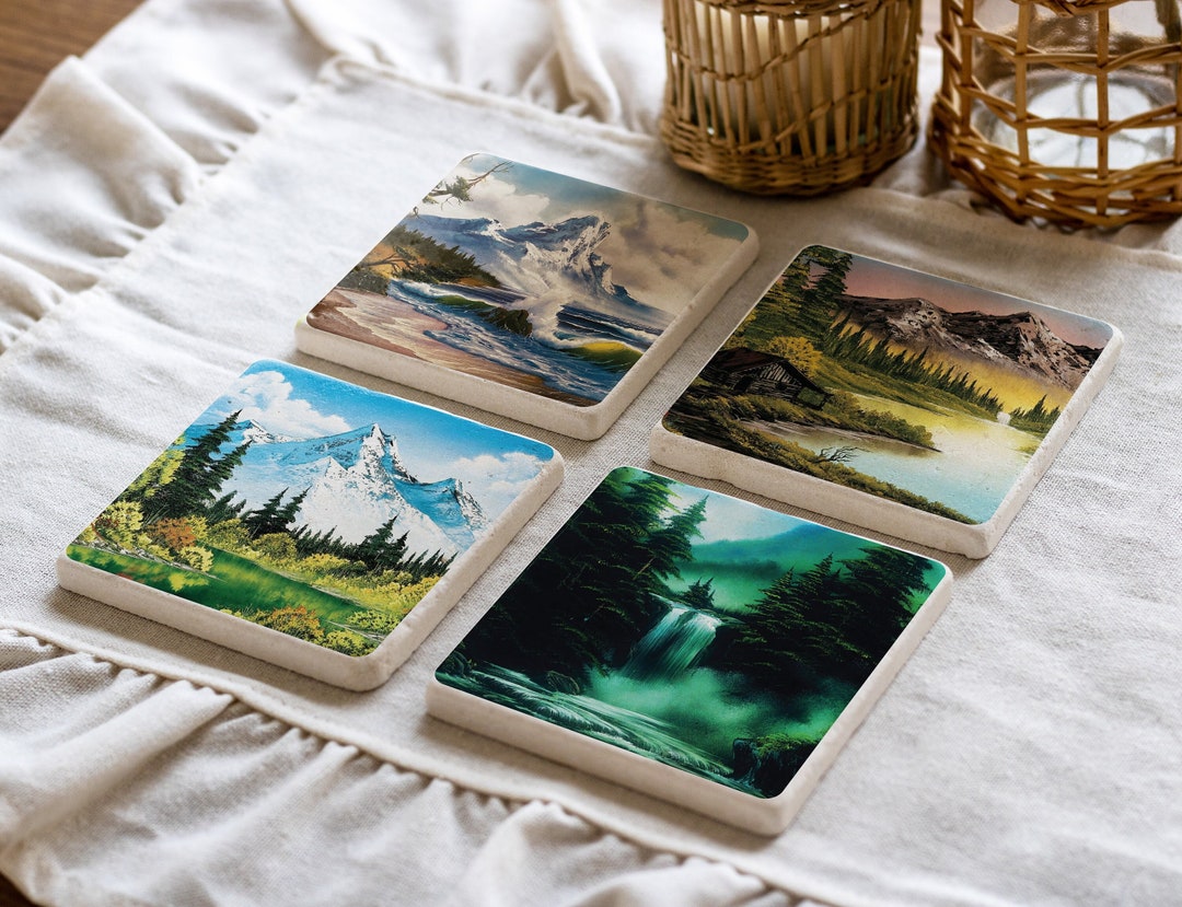 Bob Ross, Bob Ross Style, Bob Ross Painting, Bob Ross Stone Coaster ...