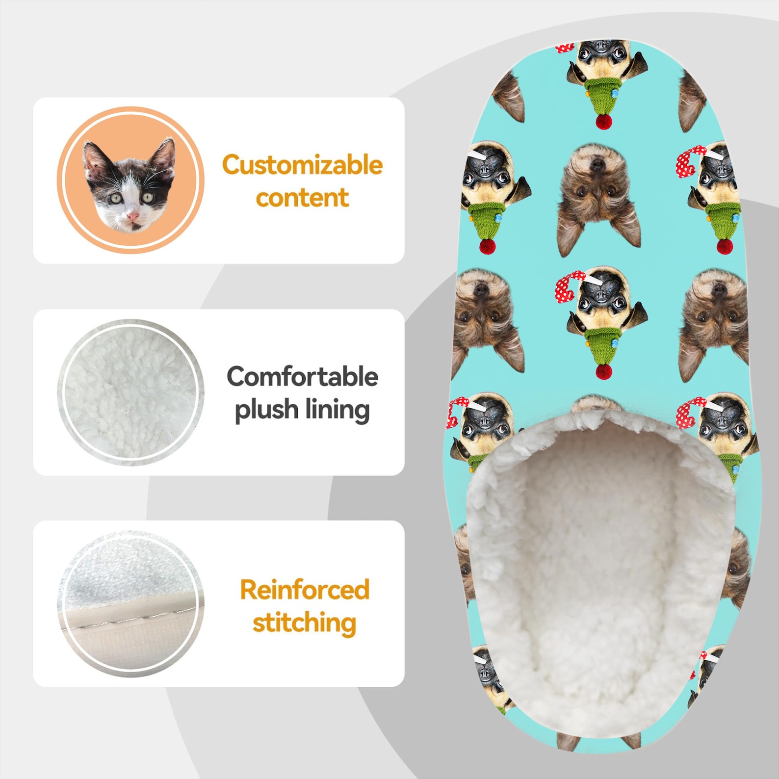 Custom Face Slippers , Dog/cat/pet Slippers, Birthday Gift for Him/her ...