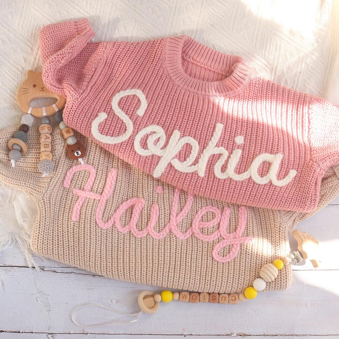 Personalized Baby Jumper With Hand, Children Sweatshirt, Knit Sweater ...