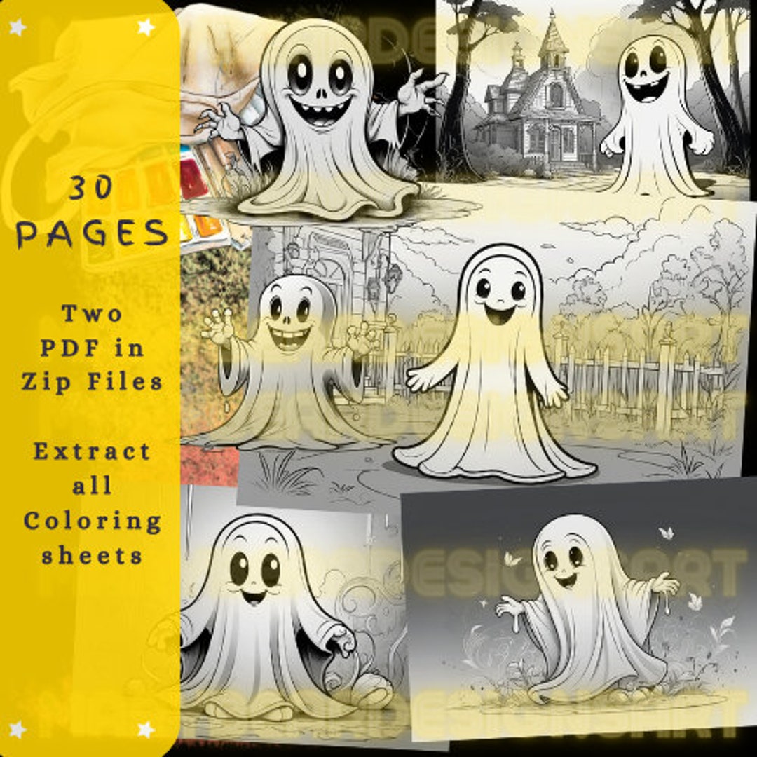 30 Funny Spooky Ghost Coloring Pages, for Kids or Adults & Teens ...