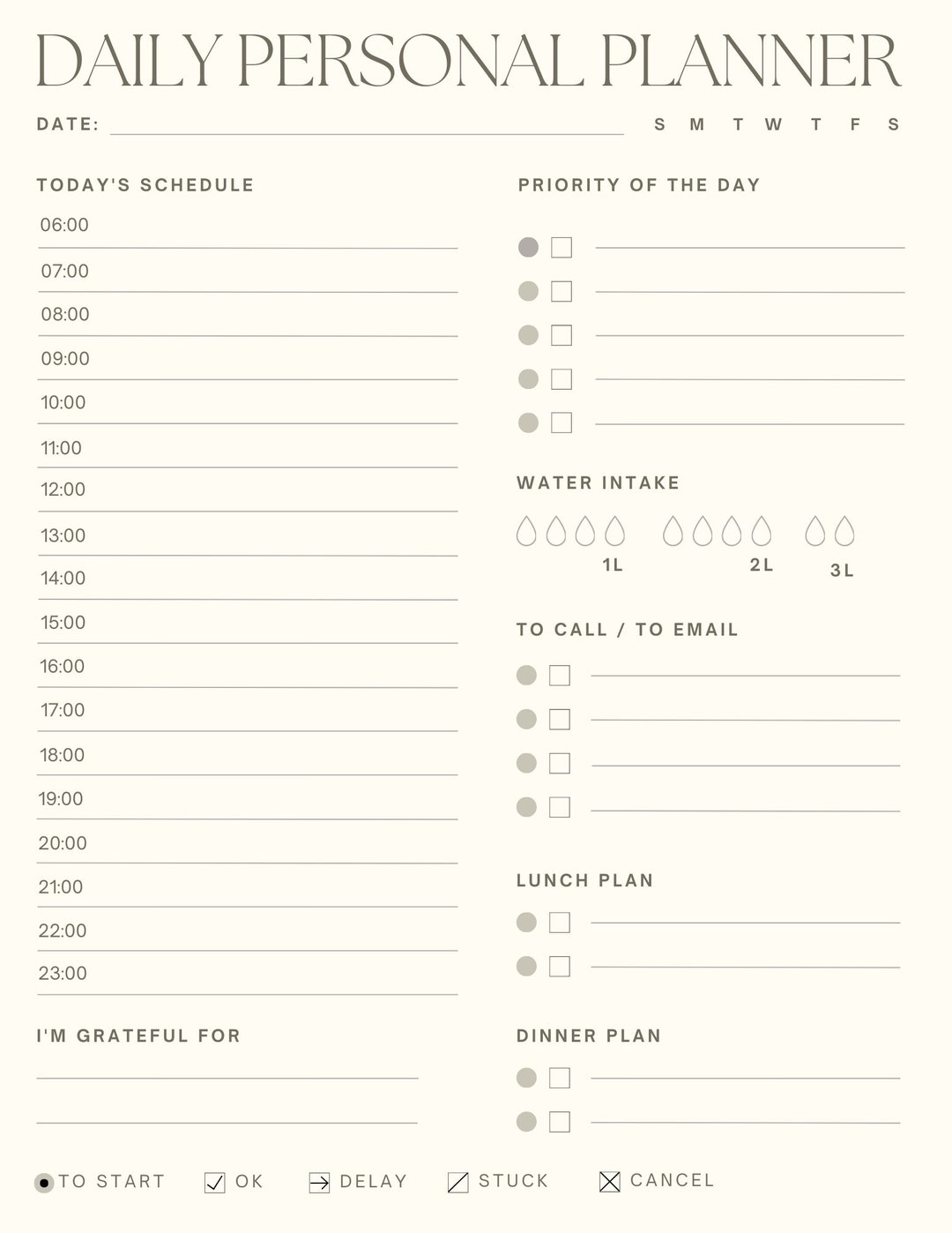 Organize Your Day: Daily Planner Page for Productivity Bliss Minimal ...