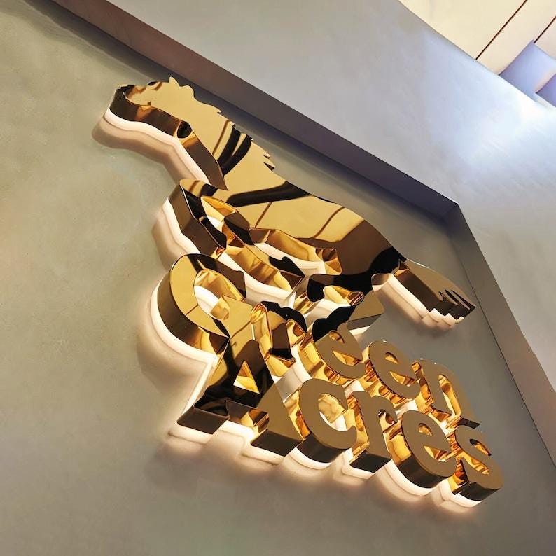 Logo Sign for Business, Company Logo Sign, Gold Mirror Sign, Outdoor ...