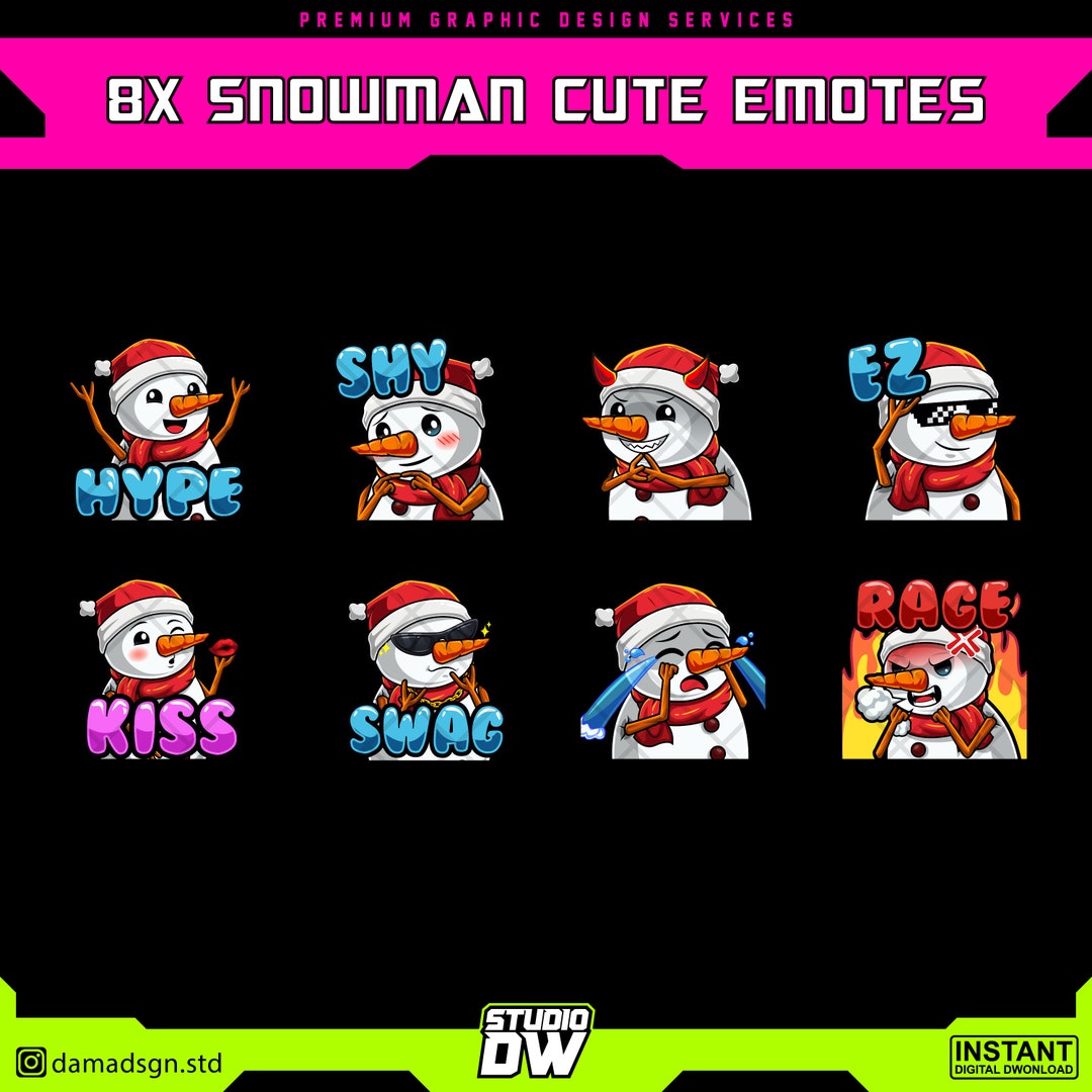 8x SNOWMAN CUTE Emotes Twitch Emotes Discord Emotes - Etsy
