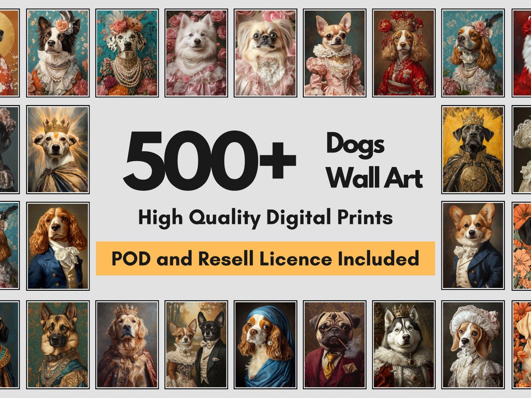 500 Aristocratic Dog Portraits Printable Bundle - Vintage, Baroque ...