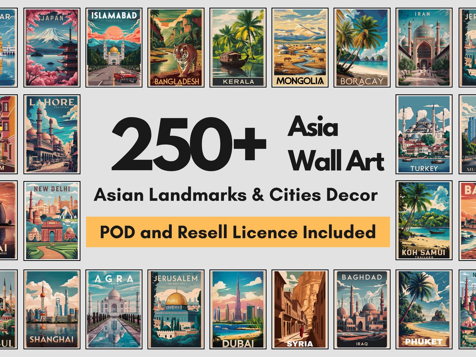 250+ Vintage Asia Travel Posters | Printable Asian Landmark, City ...