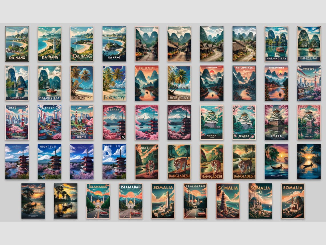 250+ Vintage Asia Travel Posters | Printable Asian Landmark, City ...