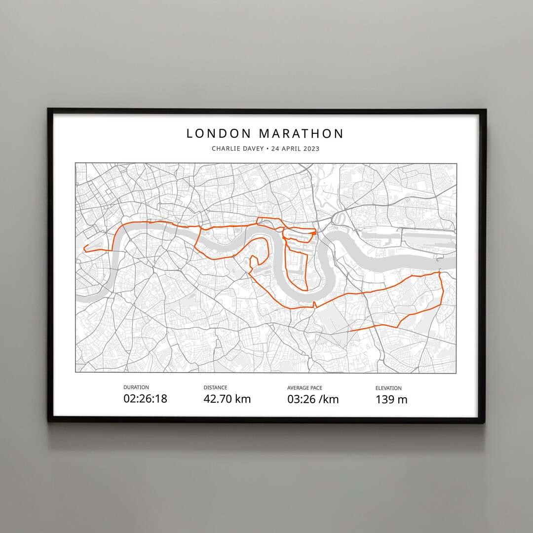 Personalised Strava Route Print London Marathon Parkrun Cycle Route ...