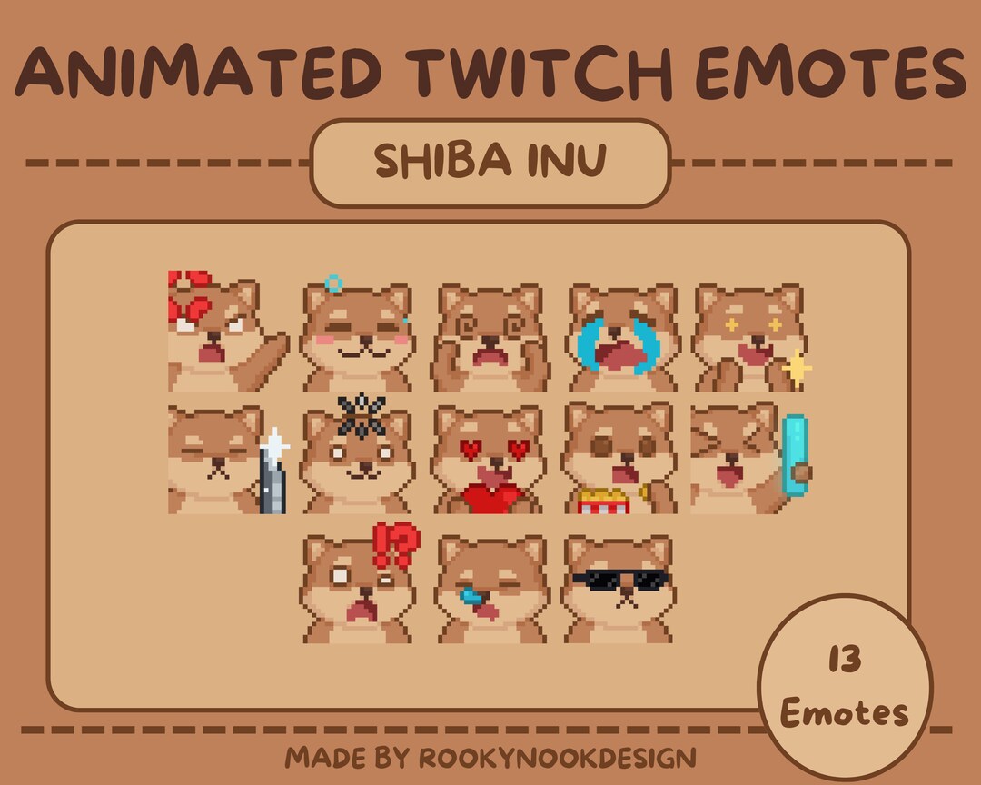 13 Animated Shiba Inu Dog Emotes in 8bit Pixel | Twitch Emote Pack for ...