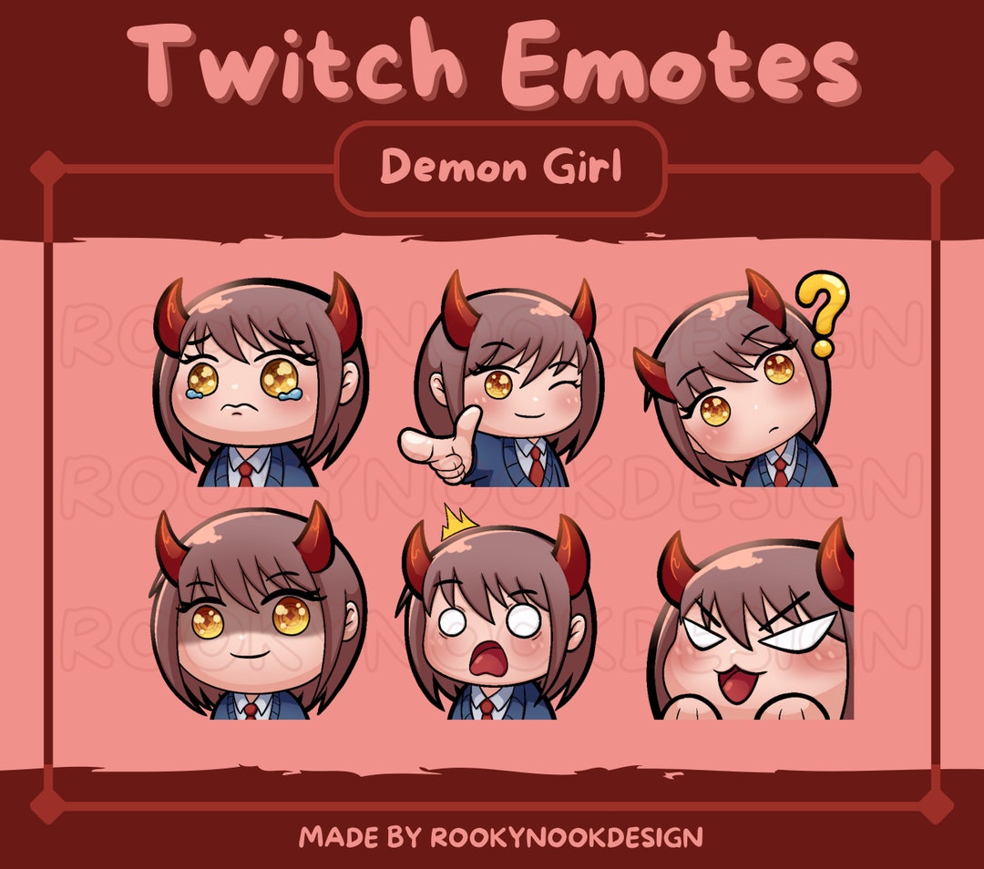 6 Adorable Chibi Demon Girl Emotes for Twitch, Discord | Kawaii Static ...