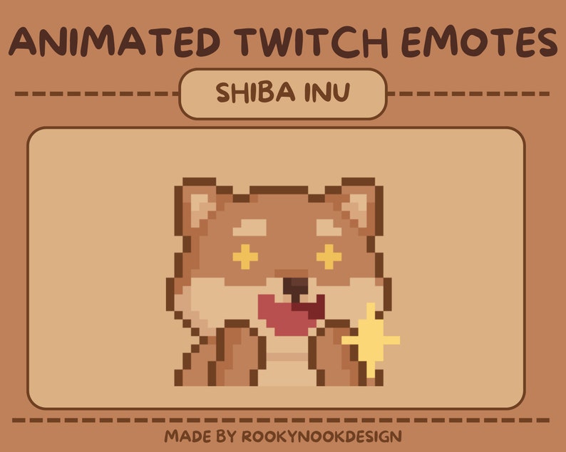 Shiba Inu Animated Excited Emote in 8bit Pixel for Twitch - Etsy