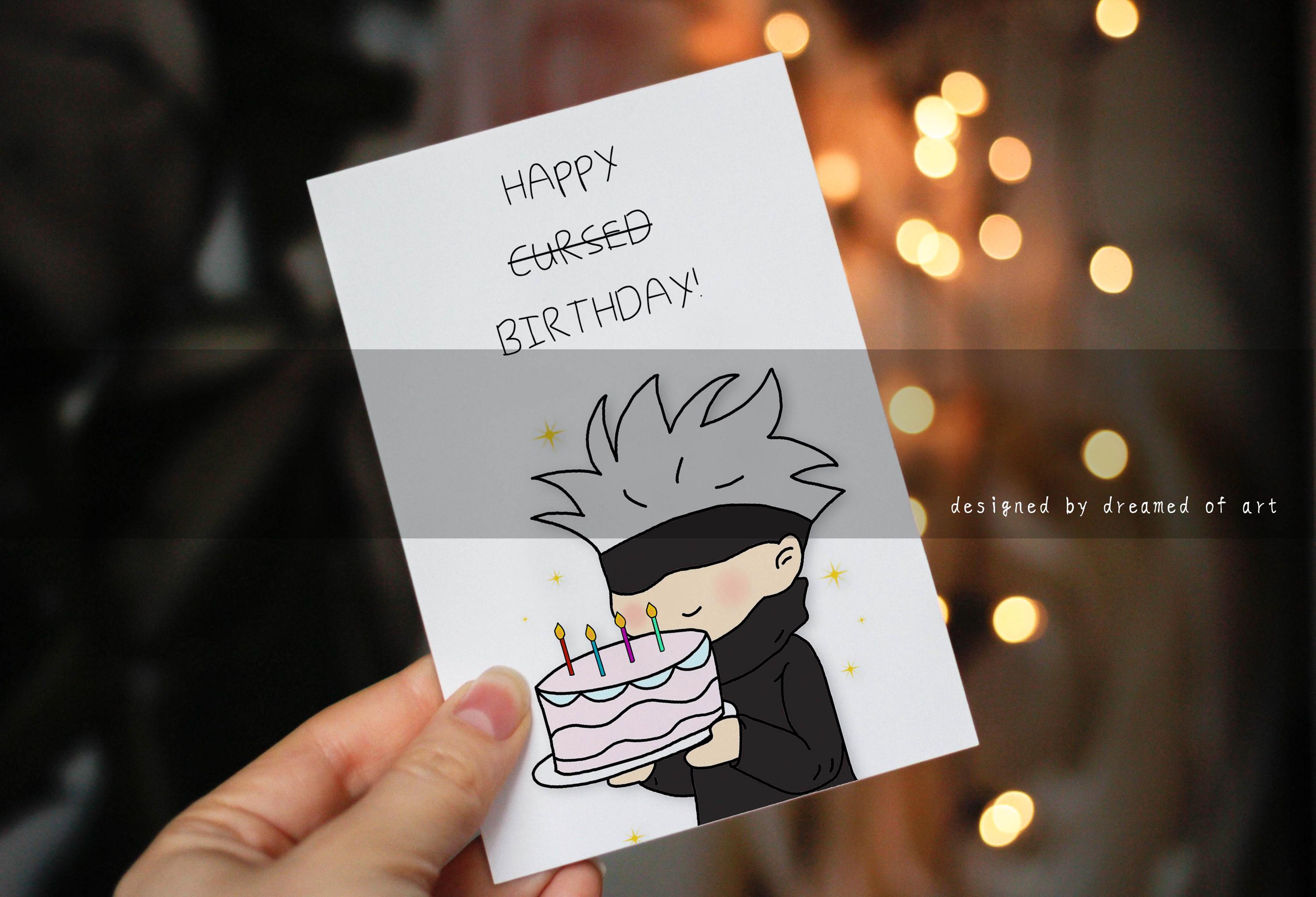 Anime Birthday Card, Anime Card, Digital Anime Art - Etsy
