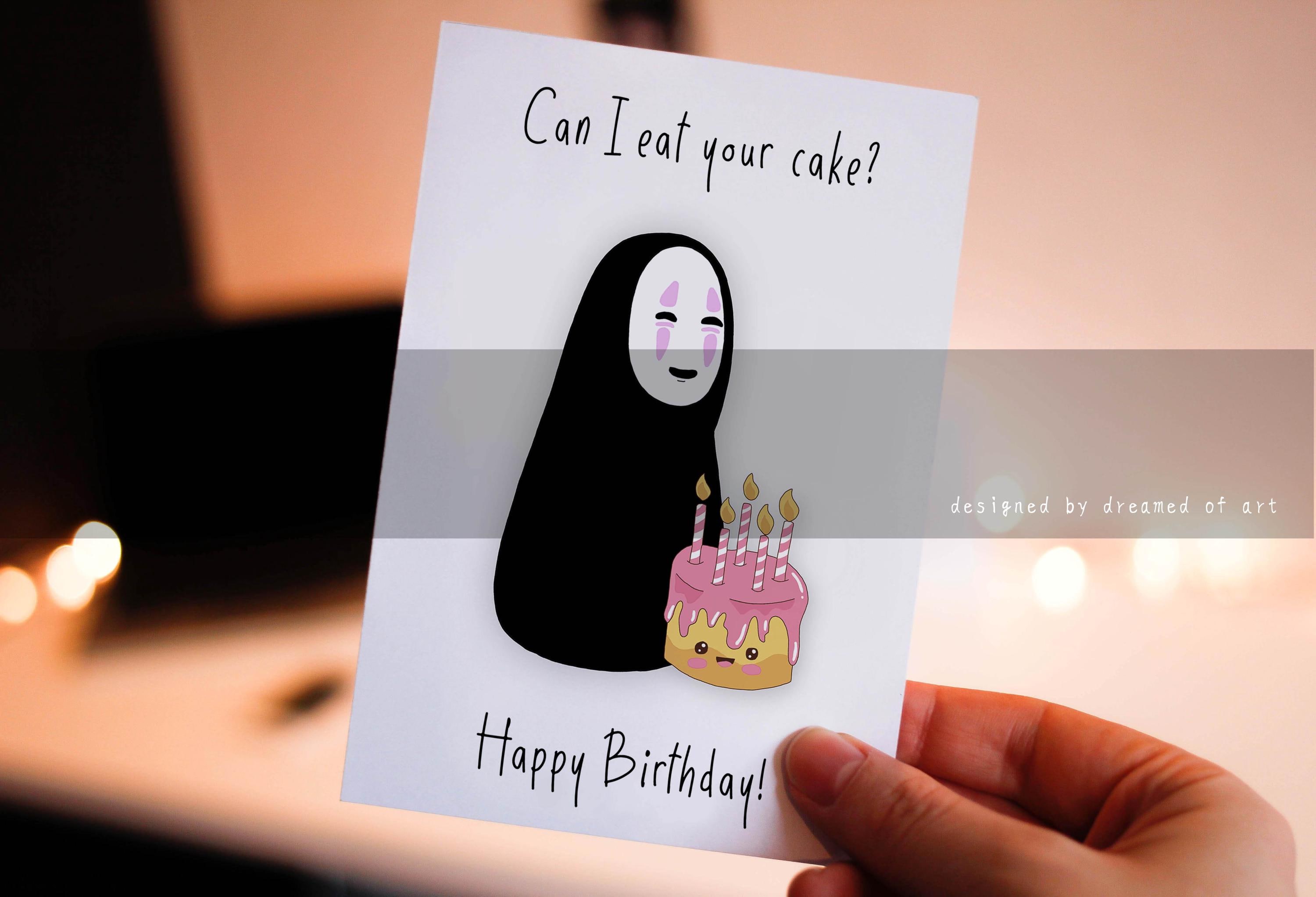 Anime Birthday Card, Digital Anime Art, Anime Greeting Card - Etsy