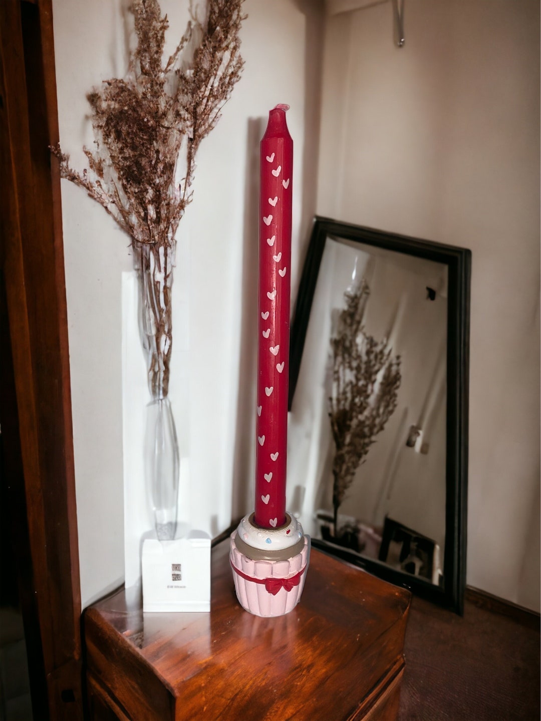 Lovingly Hand Painted Red Dinner Candle Tapered Candle/ornaments/ Home ...