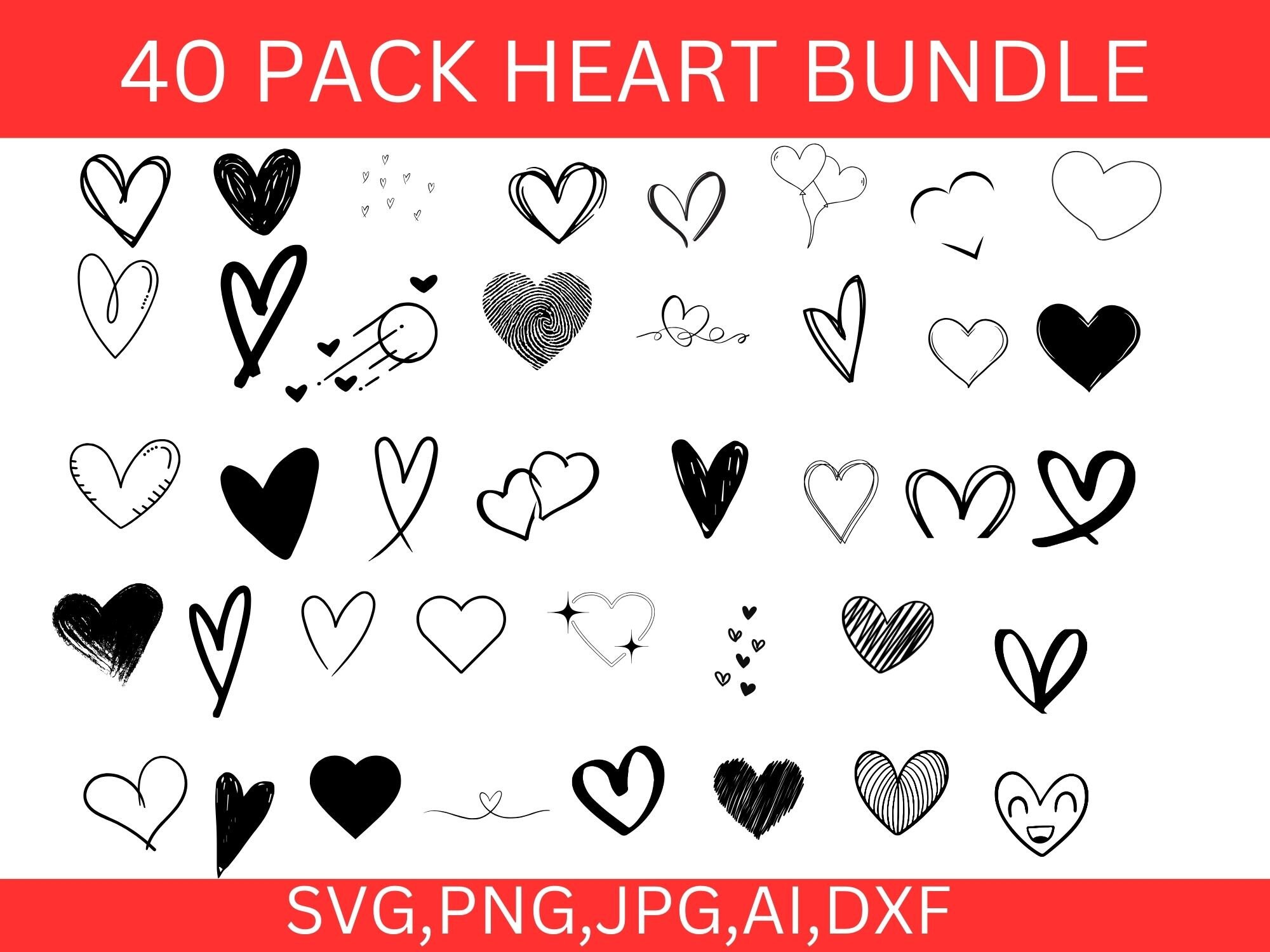 Heart Shape Bundle Svg, Heart Outline Svg, Solid Heart, Valentine's Day ...
