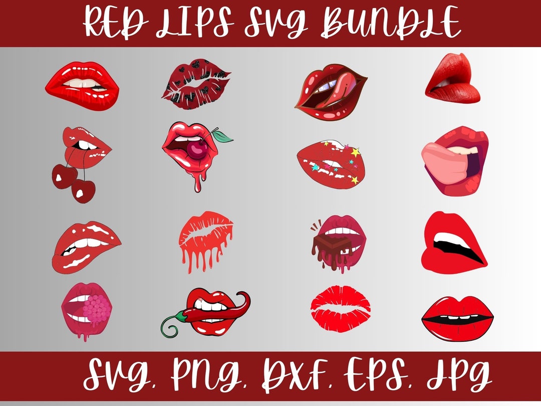 Lips SVG - Red Lips PNG - Kiss SVG - Digital Download - Cricut ...