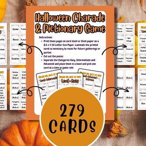 Halloween Charade Pictionary Printable Game Fun Halloween Family ...