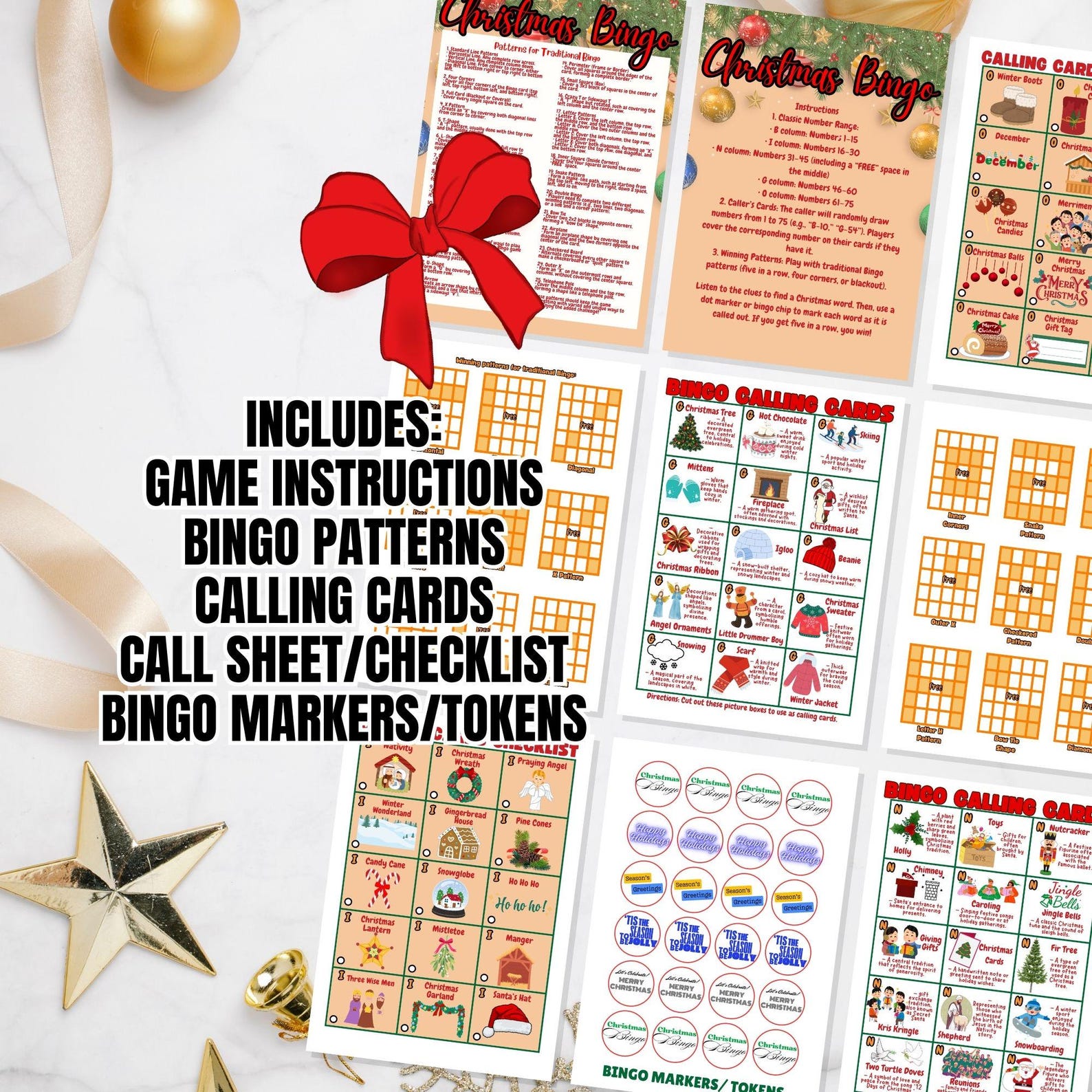Printable Christmas Bingo Cards Game,family Reunion Games,work Holiday ...