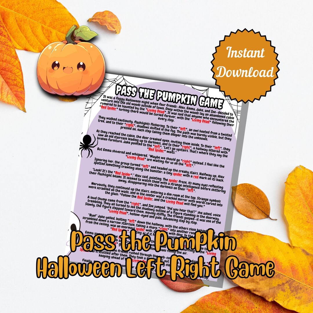 Pass the Pumpkin Game, Left Right Game Halloween Printable Party Game ...