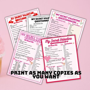 Secret Valentine Survey Questionnaire, Valentine’s Day Gift Exchange ...