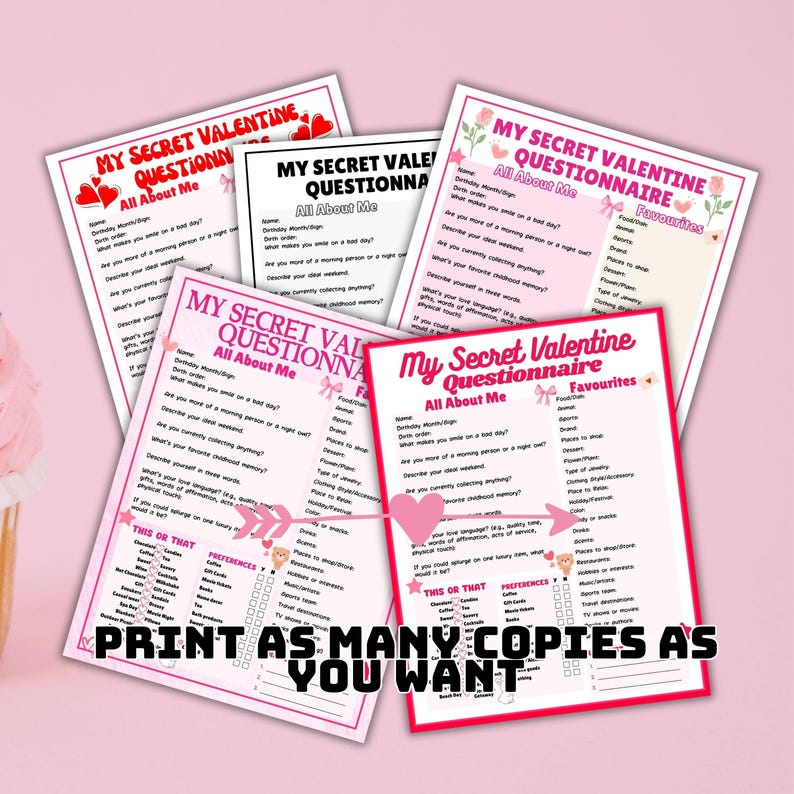 Secret Valentine Survey Questionnaire, Valentine’s Day Gift Exchange ...