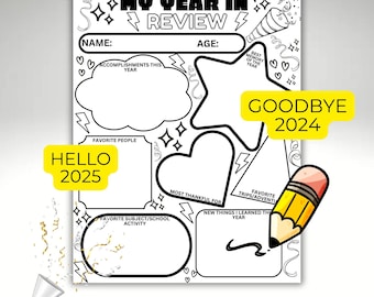 New Year’s Resolution Goals Printable for Kids | 2024 Year in Review ...