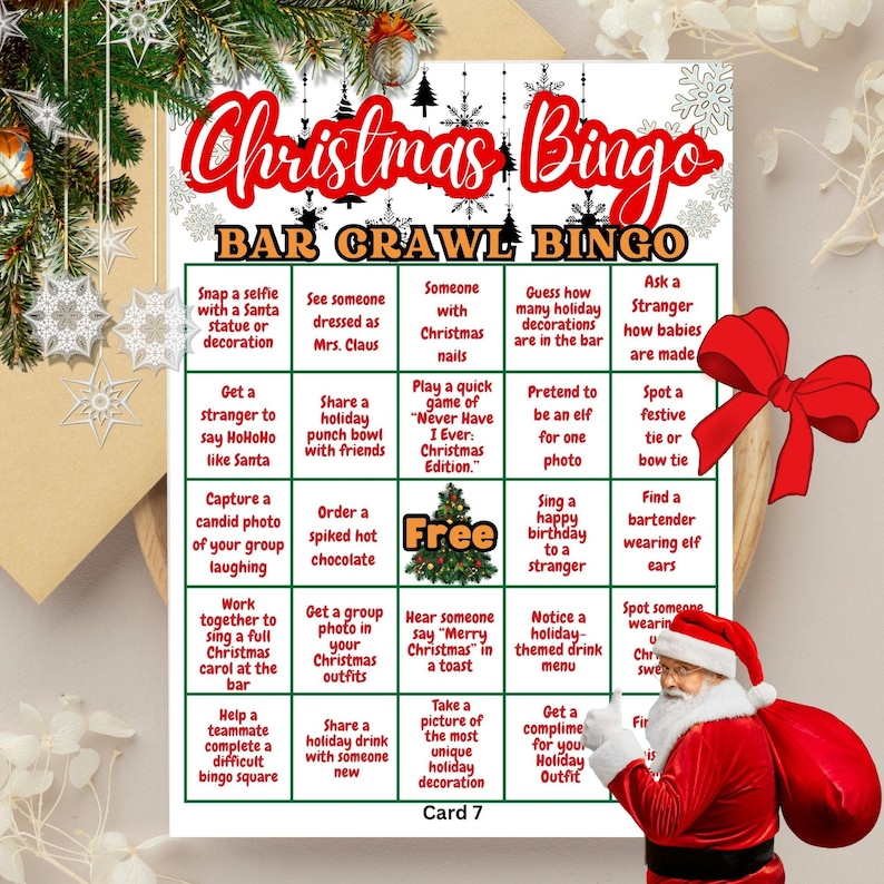 Christmas Bar Crawl Bingo: Holiday Party Game (digital Download) - Etsy