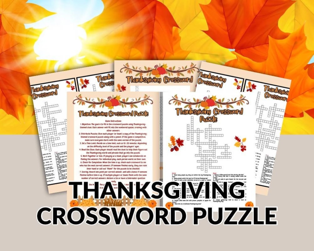Thanksgiving Crossword Puzzle, Printable Holiday Games Friendsgiving ...