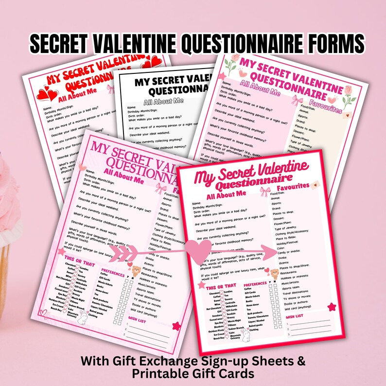 Secret Valentine Survey Questionnaire, Valentine’s Day Gift Exchange ...
