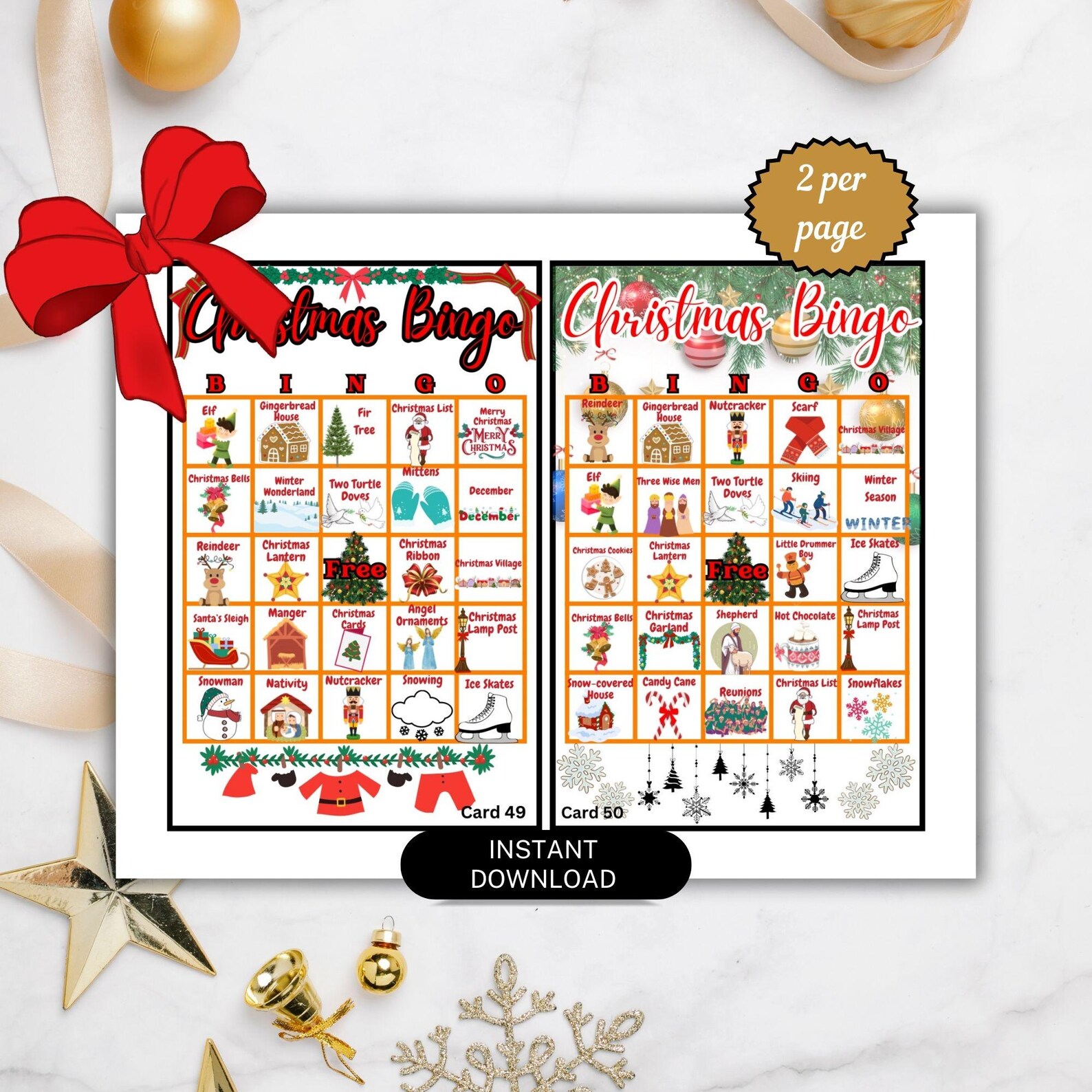 Printable Christmas Bingo Cards Game,family Reunion Games,work Holiday ...