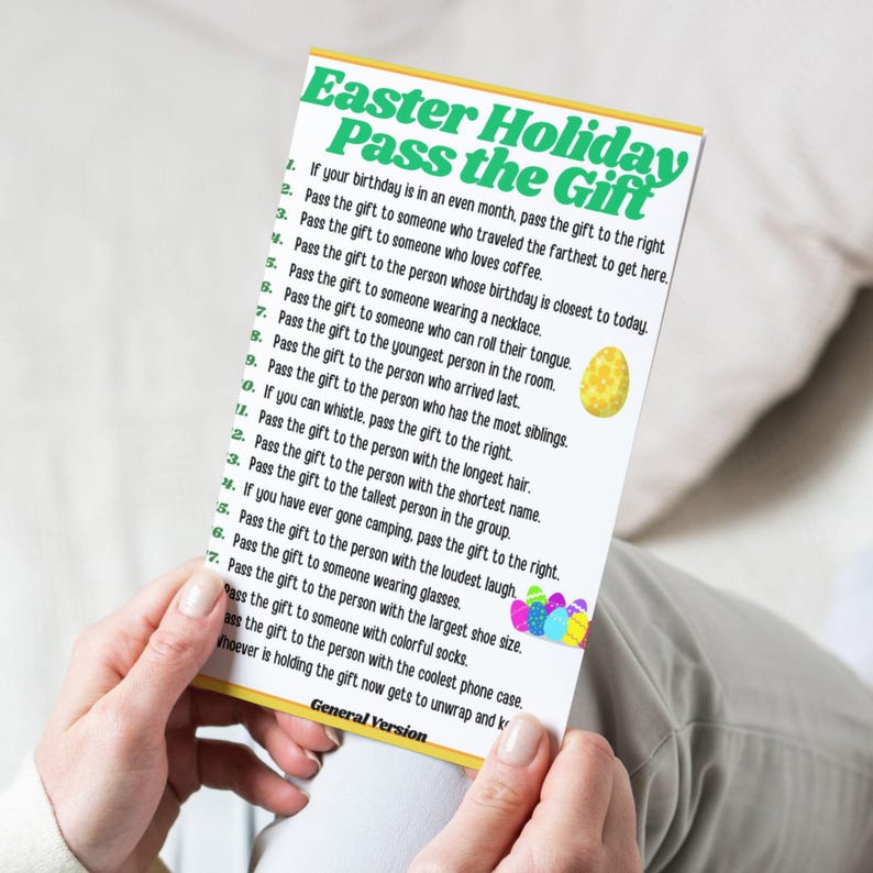 Easter Pass the Gift Game Easter Pass the Egg, Fun Easter Party Game ...