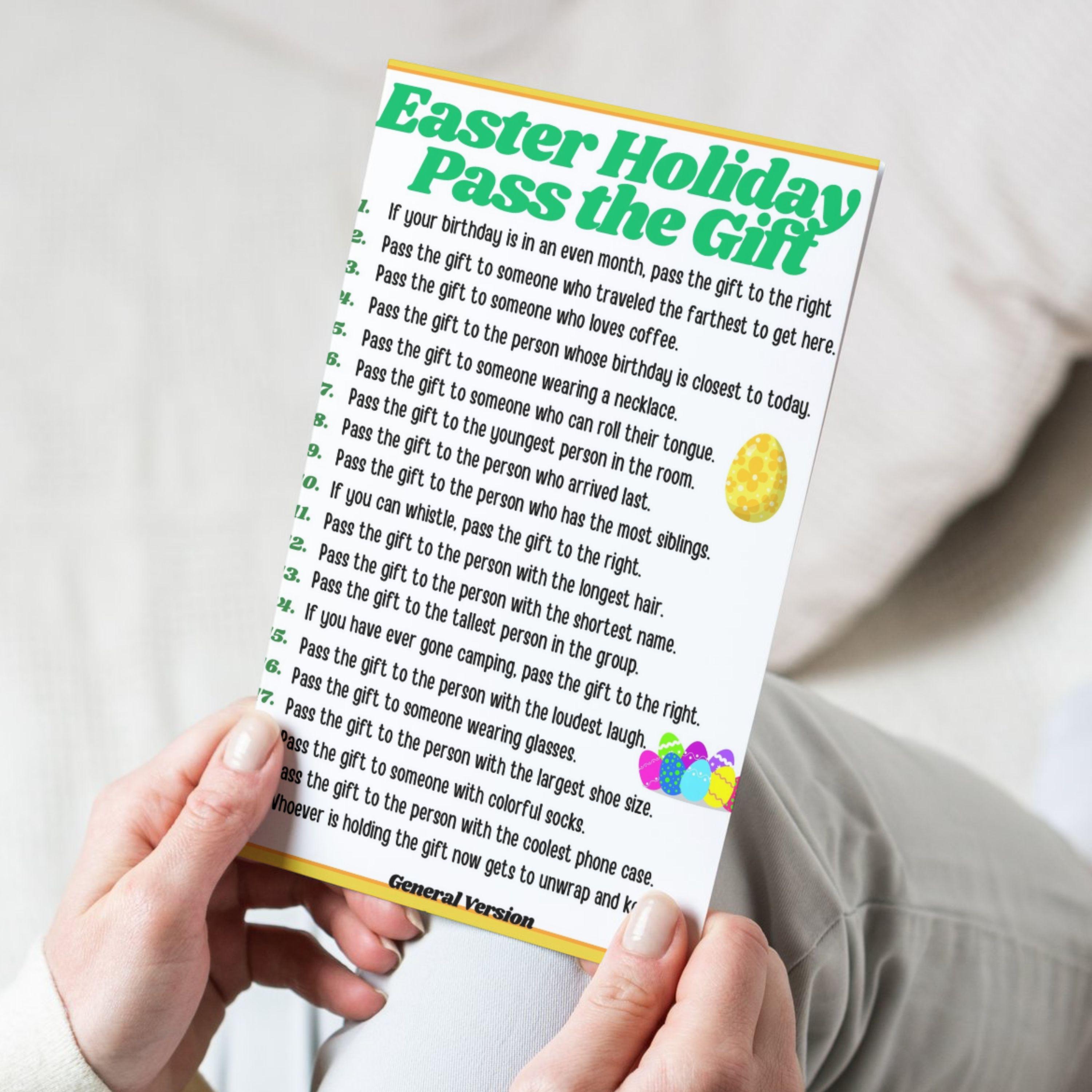 Easter Pass the Gift Game Easter Pass the Egg, Fun Easter Party Game ...