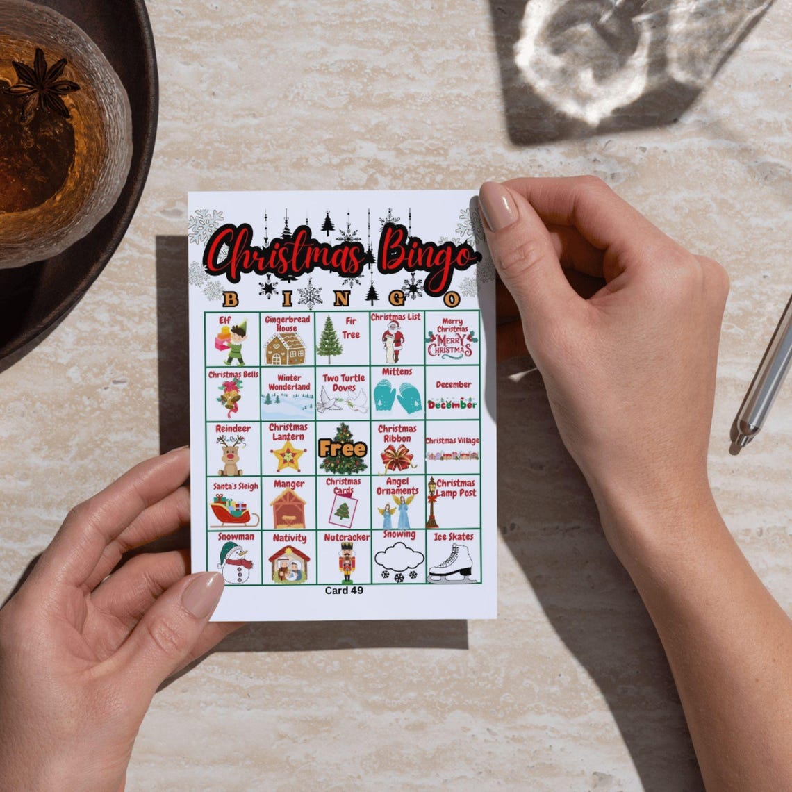 Printable Christmas Bingo Cards Game,family Reunion Games,work Holiday ...