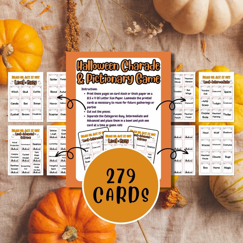 Halloween Charade Pictionary Printable Game Fun Halloween Family ...