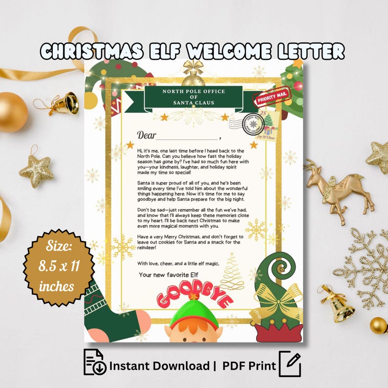 Christmas Elf Arrival Letter, Elf Arrival Letter From Santa, First Time ...